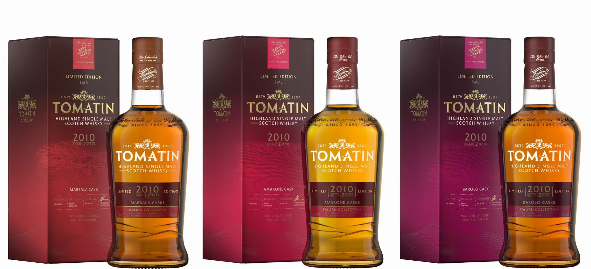 ZESTAW WHISKY TOMATIN ITALIAN COLLECTION 3x 0,7L / 46% - sklep ALEEKS ...