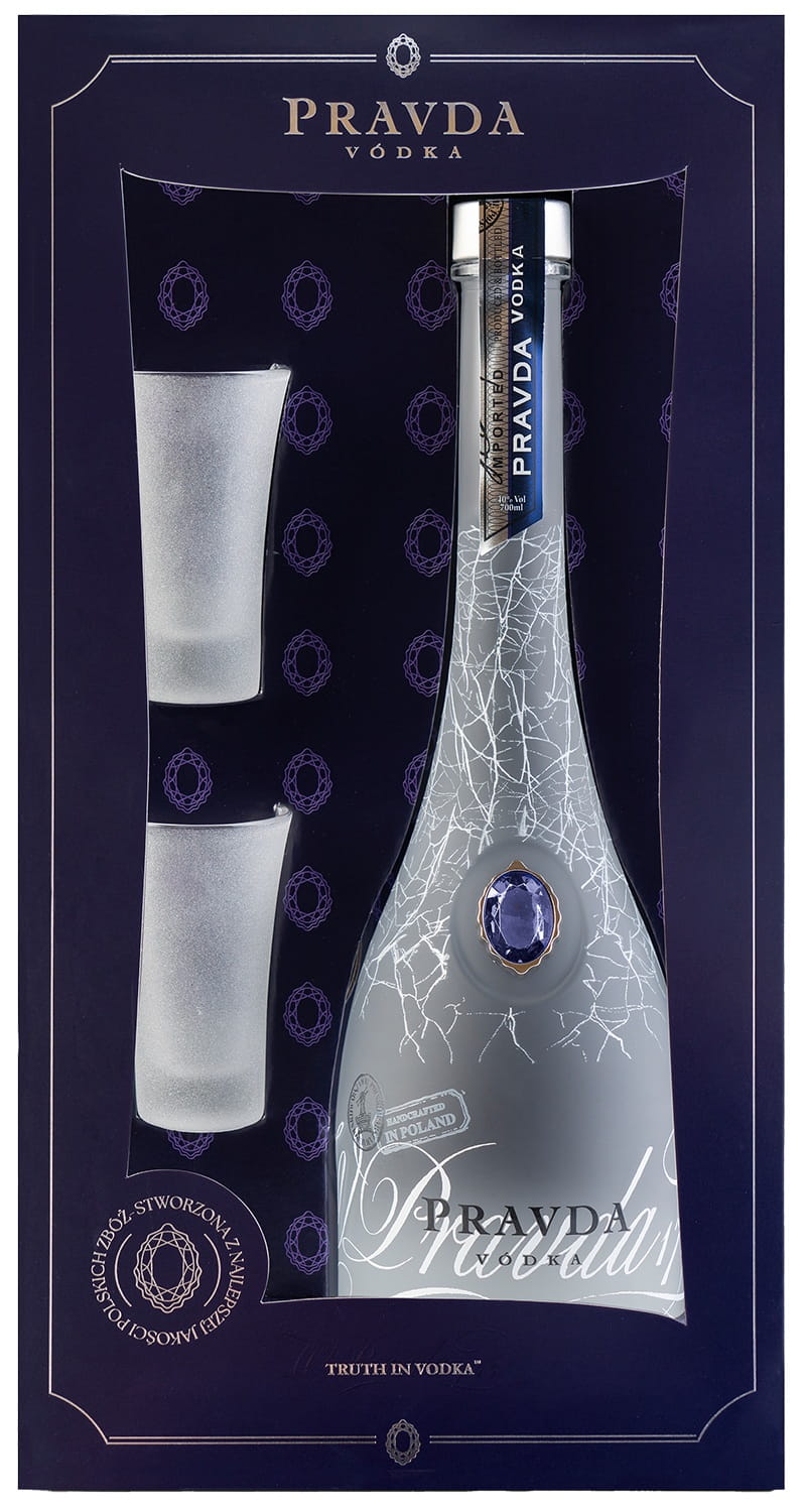 WÓDKA PRAVDA 0,7L / 40% + 2 KIELISZKI - sklep ALEEKS ALKOHOLE